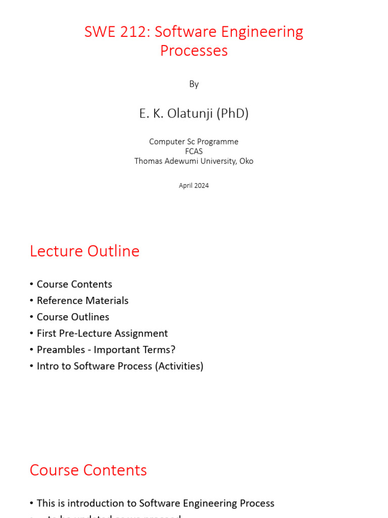 Software Engineering Processes Swe212 1719308015 | PDF | Software ...