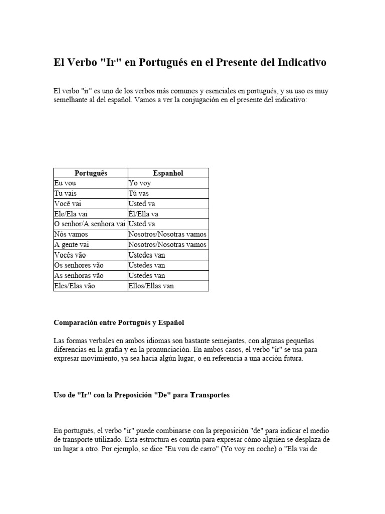 Verbo Ir Presente Do Indicativo | PDF | Verbo | Sintaxis