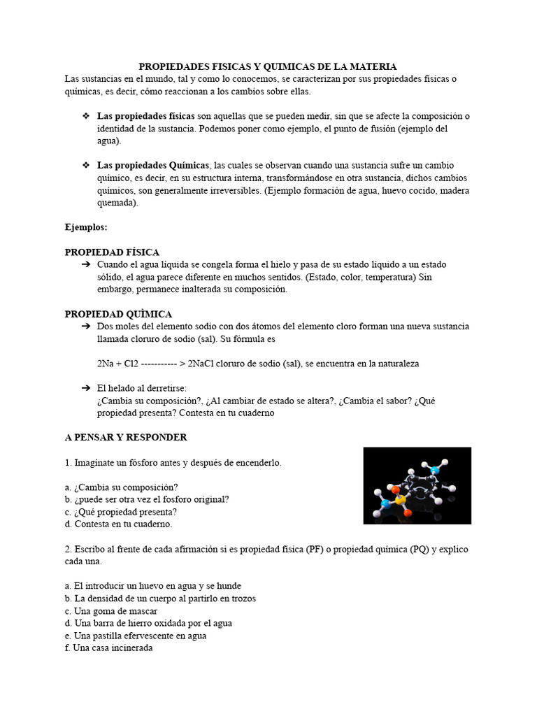 Propiedades de la Materia: Físicas y Químicas | PDF | Evaporación ...