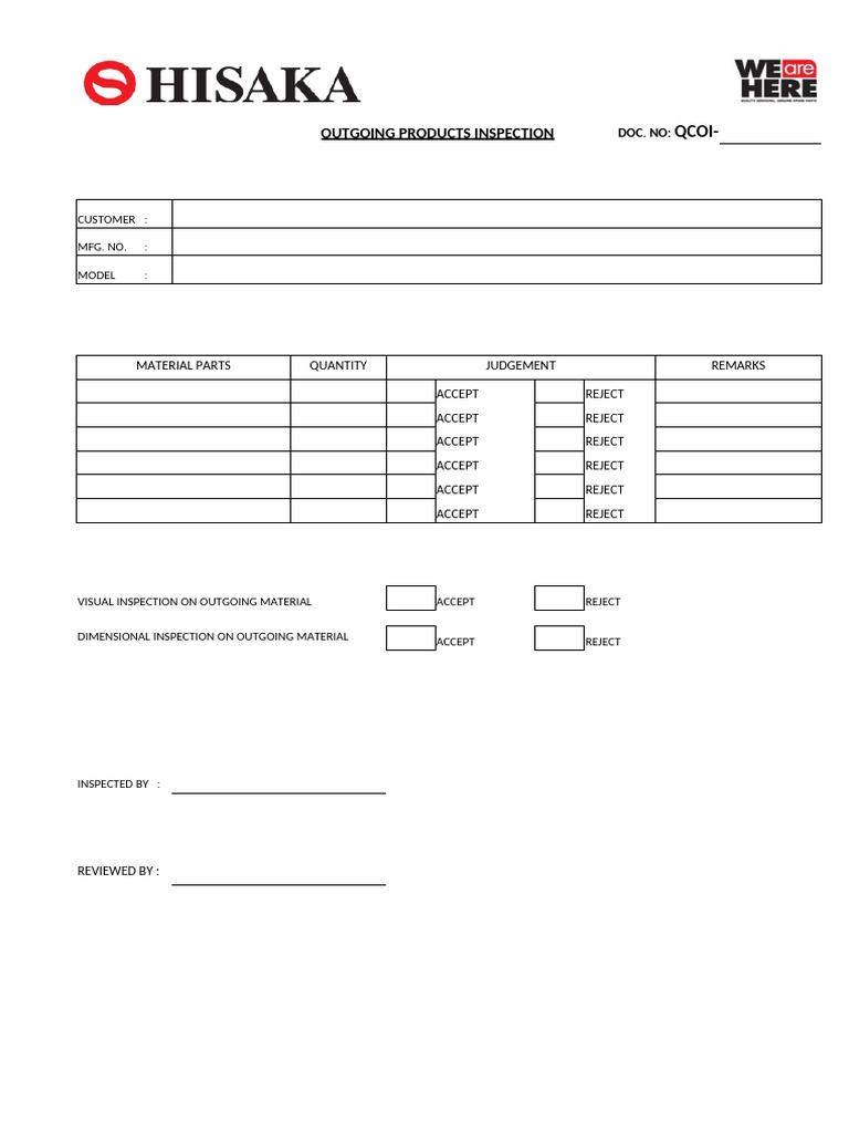 Outgoing Goods Quality Control Report | PDF