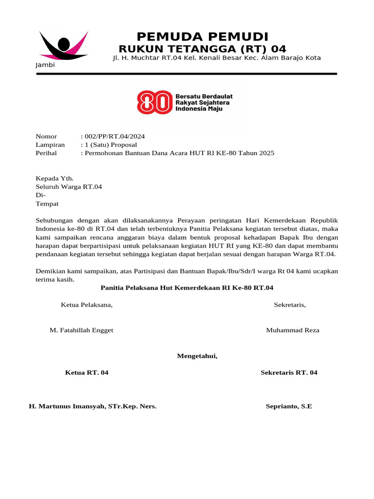 Surat Proposal Hut Ri 2023 (2) | PDF