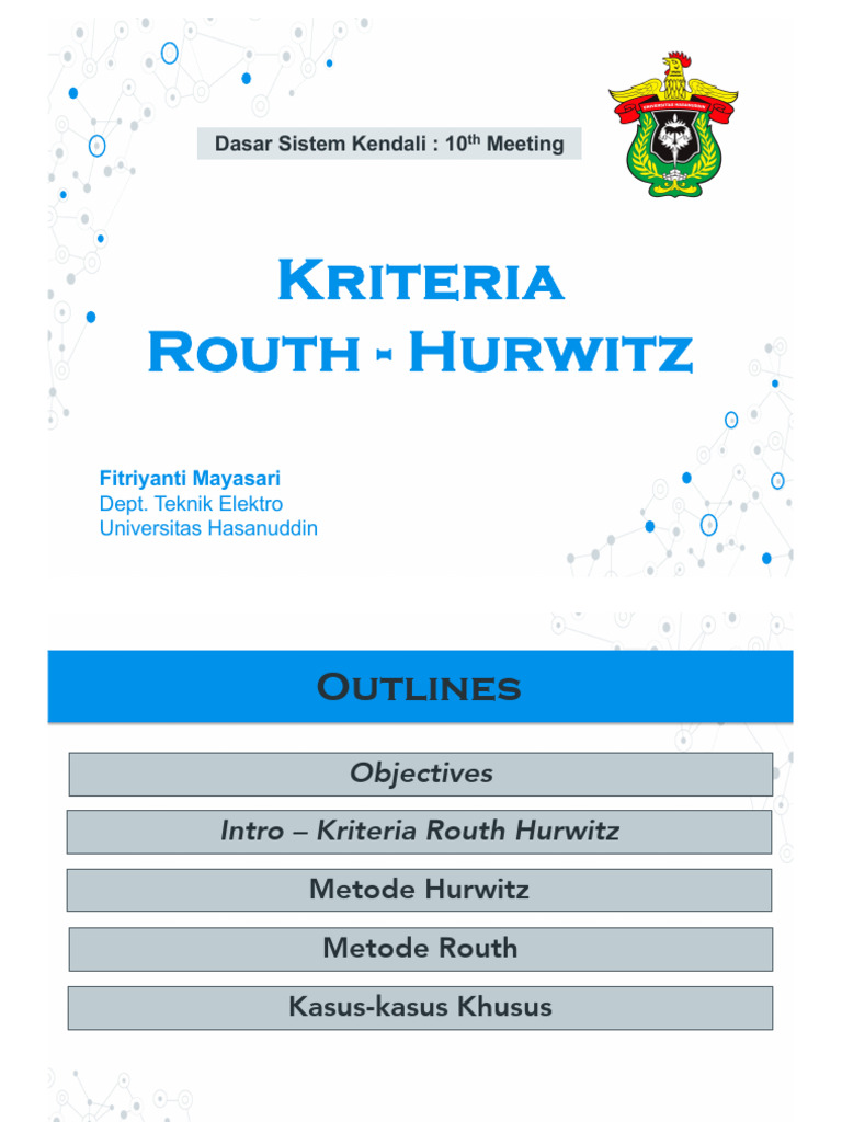 DSK Week 10 - Kriteria Routh Hurwitz | PDF