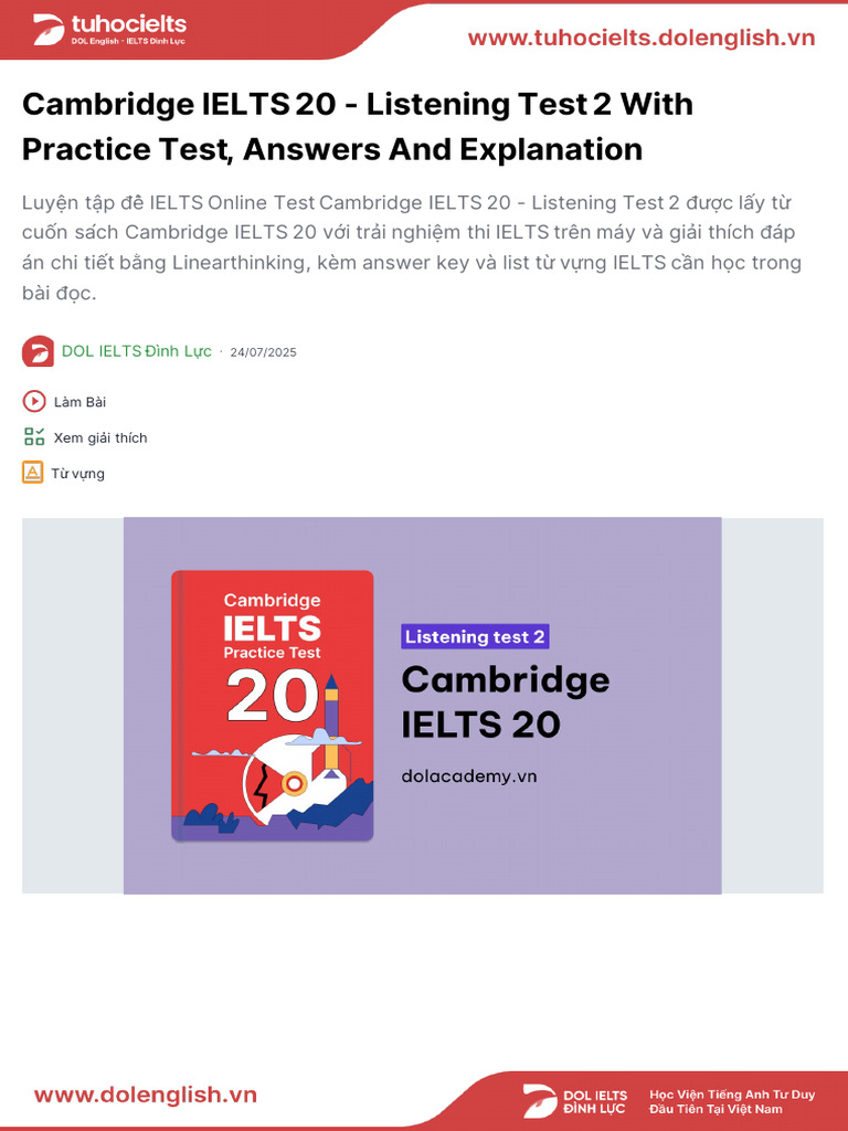 CAM 20 - Listening Test 2 | PDF | Milk | International English Language Testing System