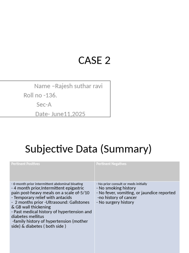 Chronic Calculous Cholecystitis Case Study | PDF | Gastroenterology ...