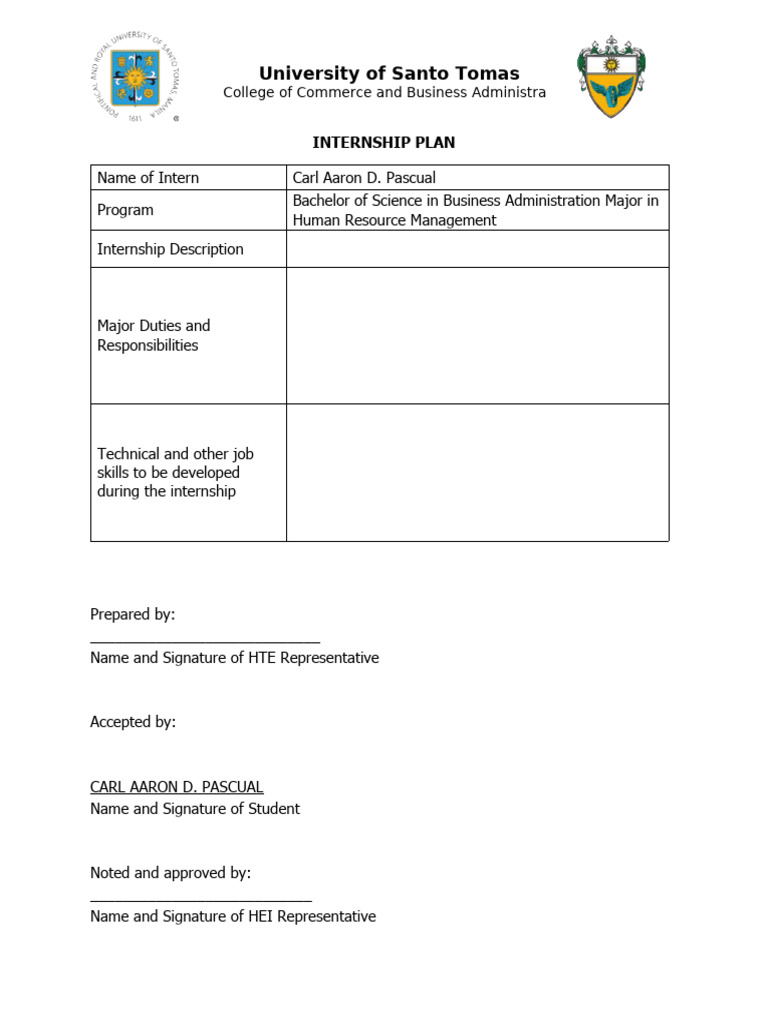 UST Internship Plan for HR Management | PDF