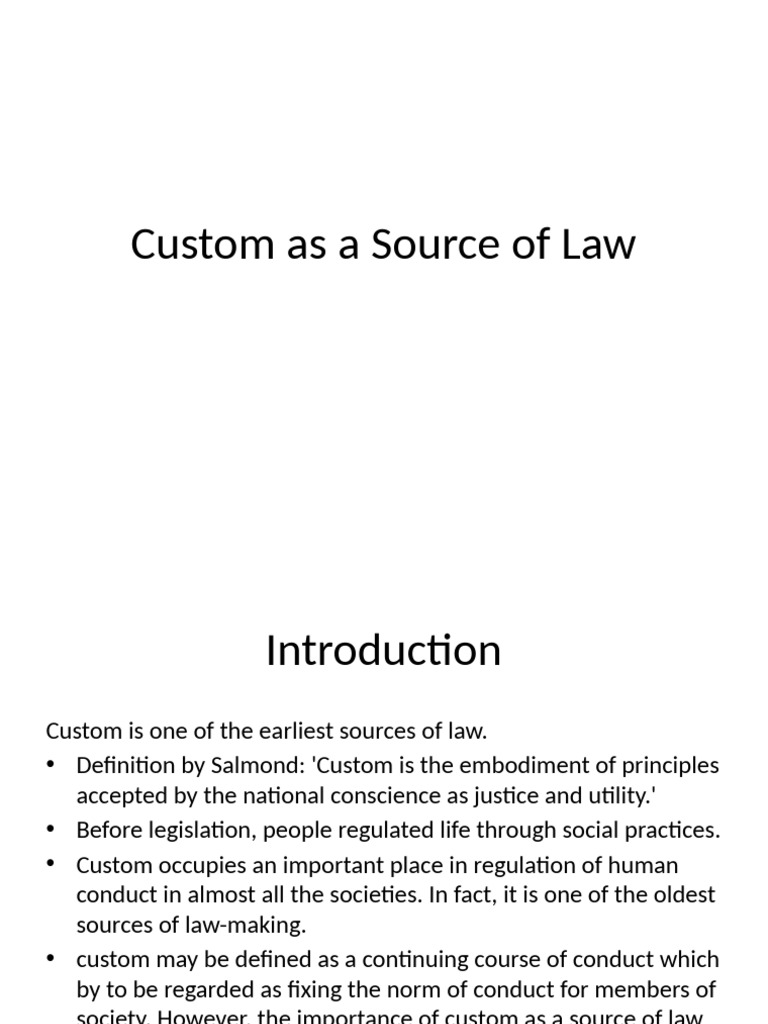 Custom As Source of Law | PDF | Sources Of Law | International Law