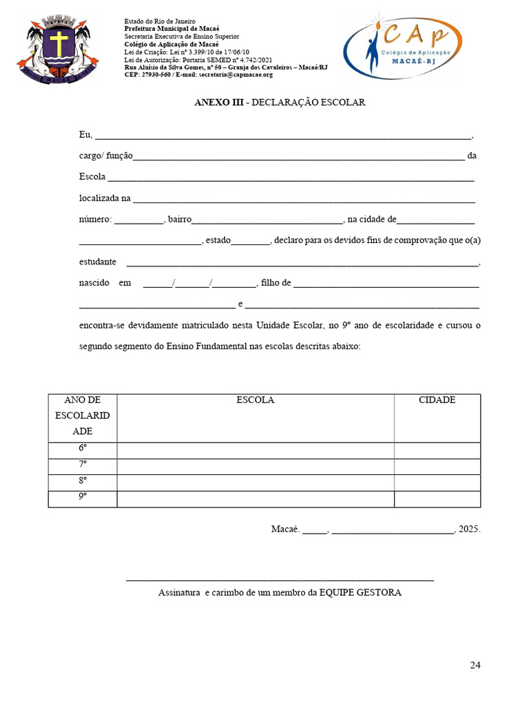 Anexo III - CAP Macaé | PDF