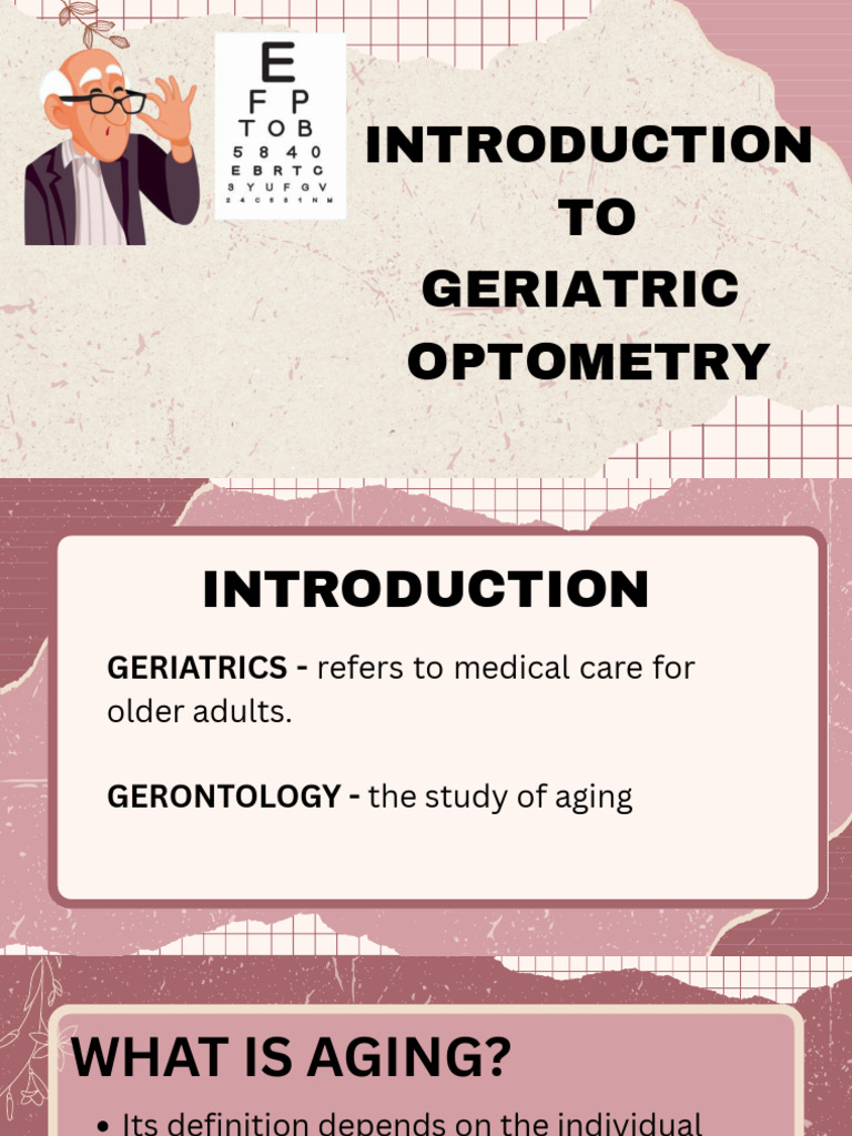INTRO TO GERIATRIC OPTOMETRY | PDF | Ageing | Geriatrics