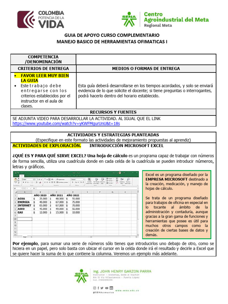 Guia 3 La Ofimatica Hoja de Calculo | PDF | Microsoft Excel | Botón (Computación)