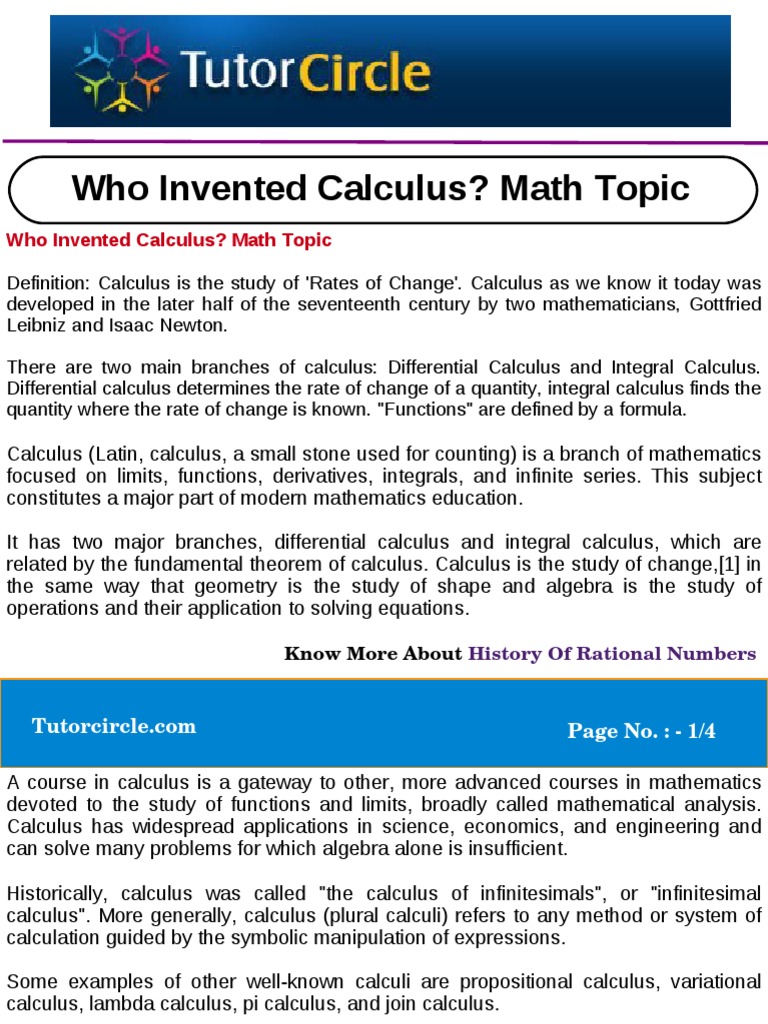Who Invented Calculus Math Topic | PDF | Calculus | Derivative