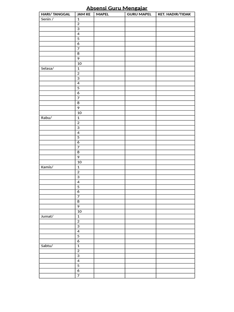 Absensi Guru Mengajar | PDF