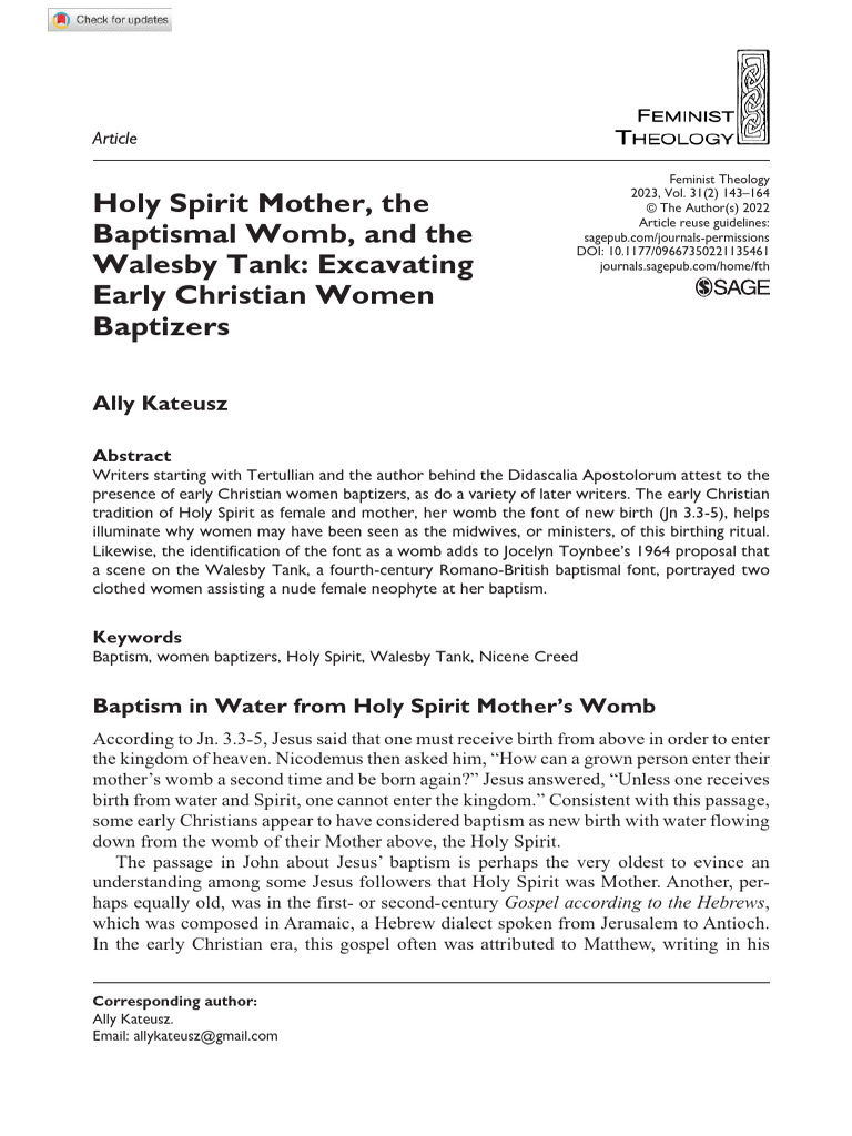 Holy Spirit Mother the Baptismal Womb An | PDF | Baptism | Hebrew Language