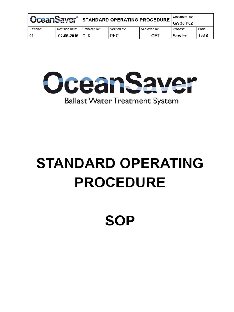 Standard Operating Procedure | PDF | Valve | Equipment