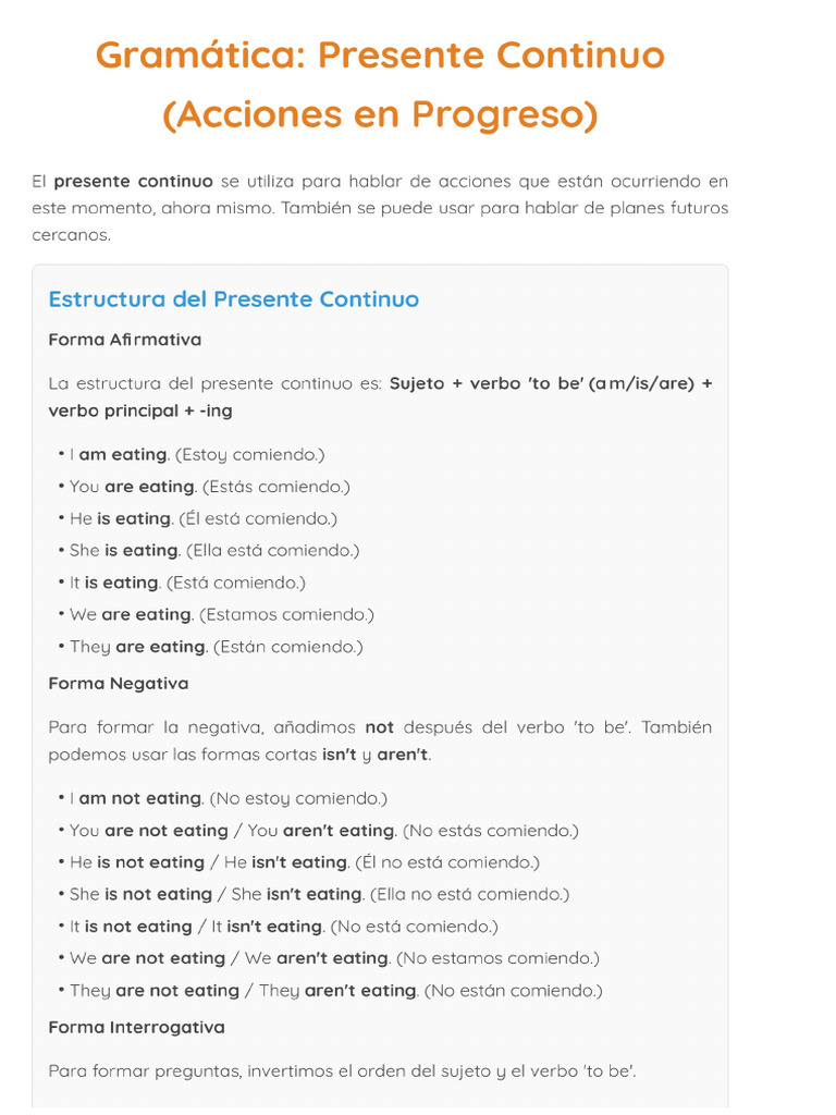 Presente Continuo | PDF