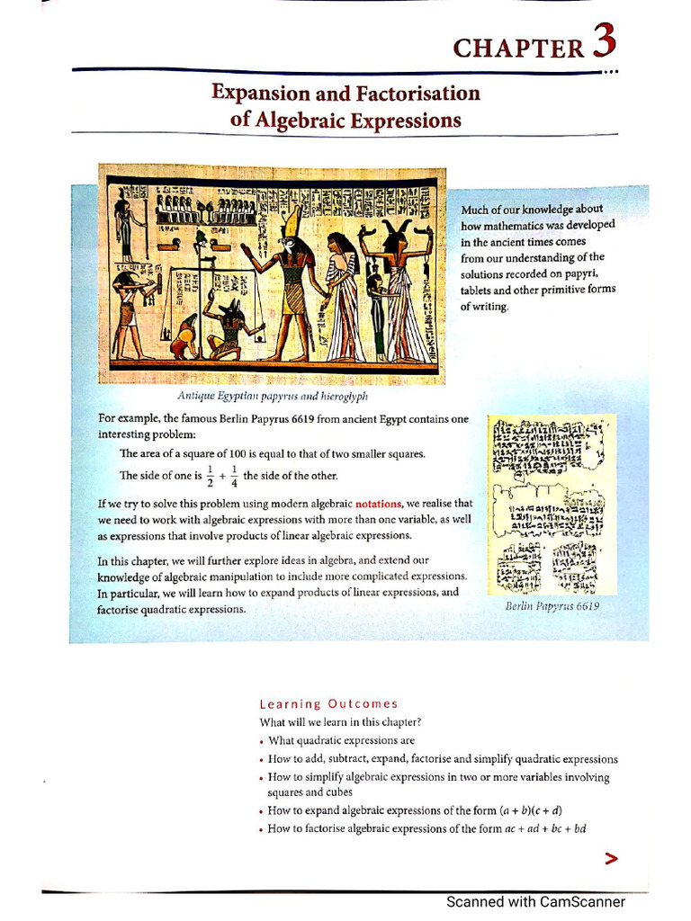 CH 3 - Expand and Factor of Algebraic Expressions - Think Maths TB - G8 ...