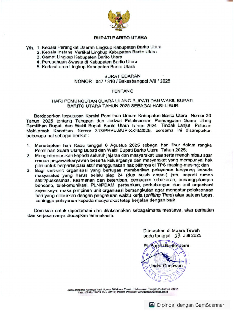 SURAT EDARAN LIBUR 6 AGUSTUS PSU | PDF