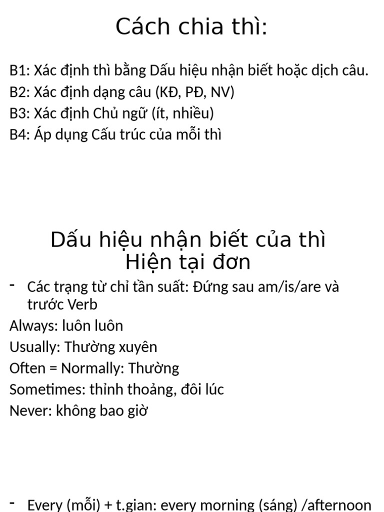 Cách Chia Thì, Phân Biệt HTD vs HTTD | PDF