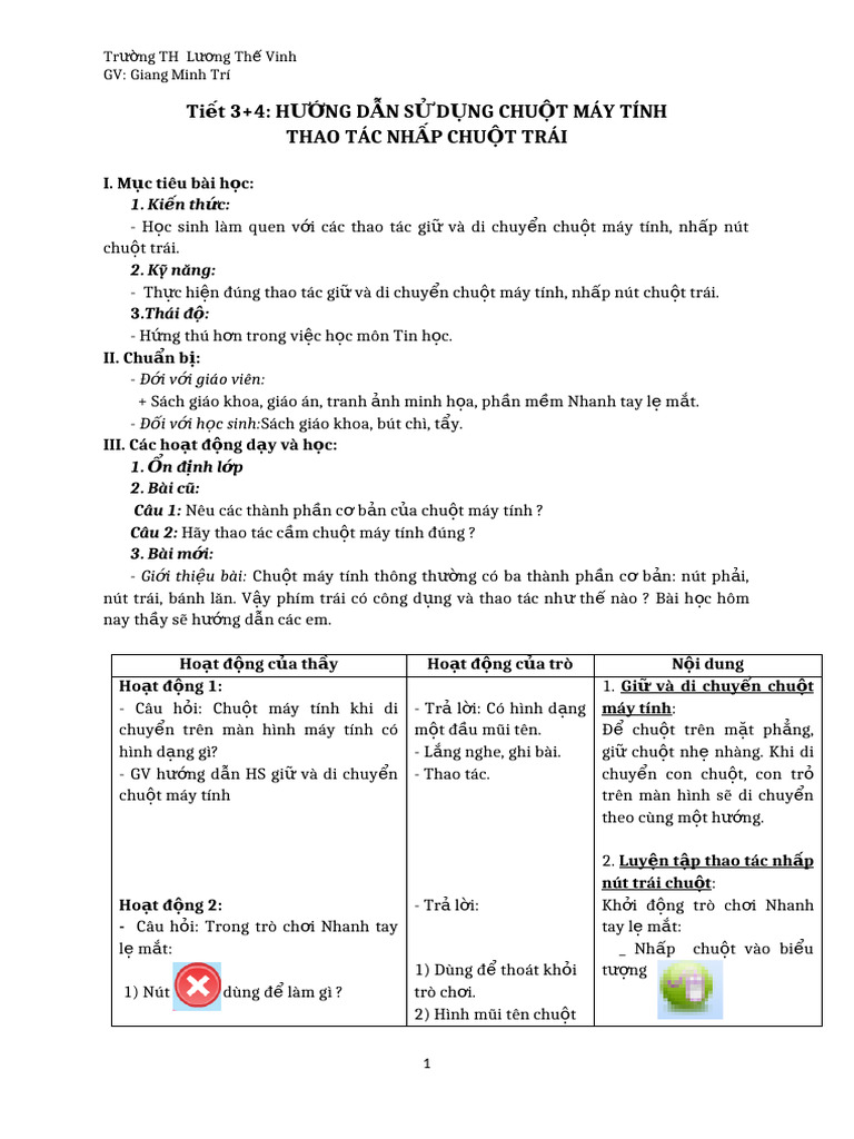 Bài 3 HDSDCMT Thao Tác Nhấp Chuột Trái | PDF