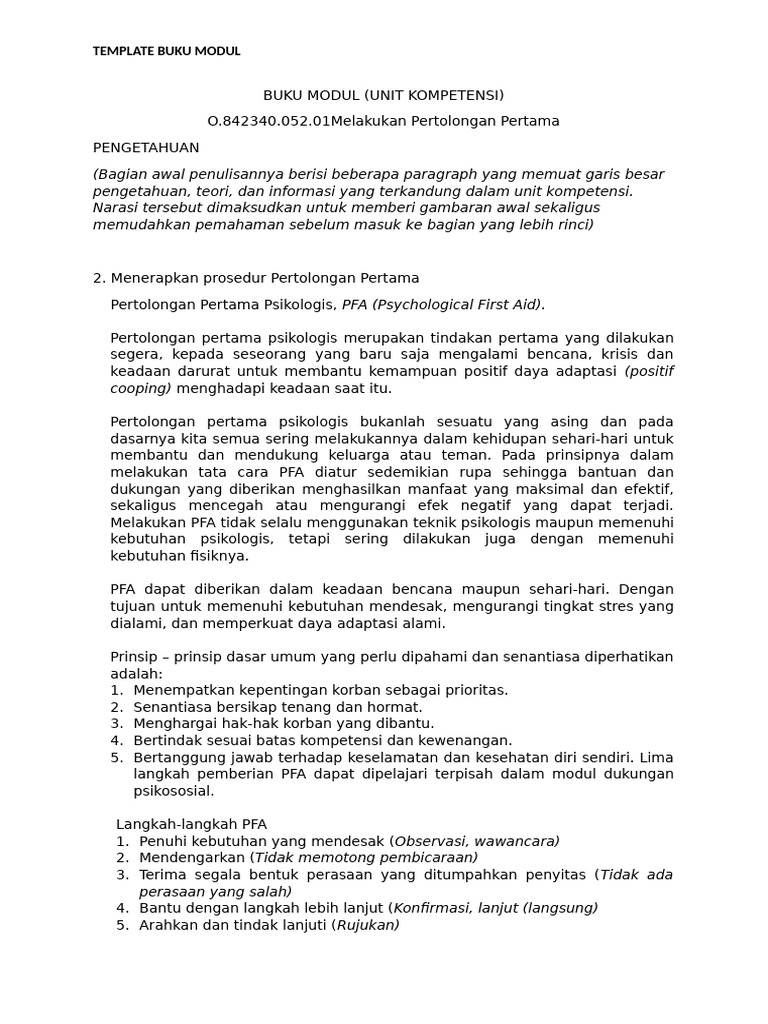 BUKU MODUL Mahfud Melakukan Pertolongan Pertama 02 | PDF