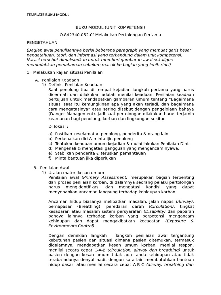 BUKU MODUL Mahfud Melakukan Pertolongan Pertama 03 | PDF