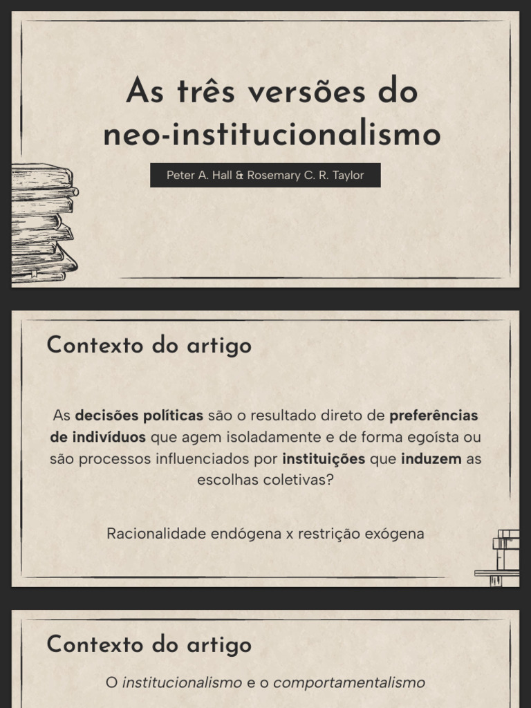 Neo-Institucionalismo: Teorias e Vertentes | PDF | Behaviorismo ...
