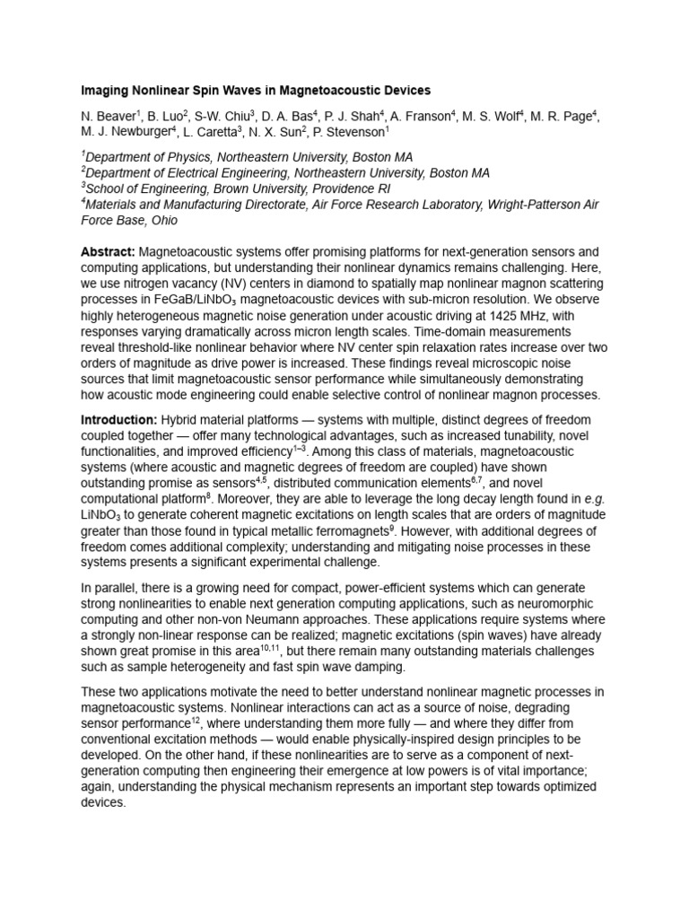 Imaging Nonlinear Spin Waves in Magnetoacoustics | PDF | Relaxation ...