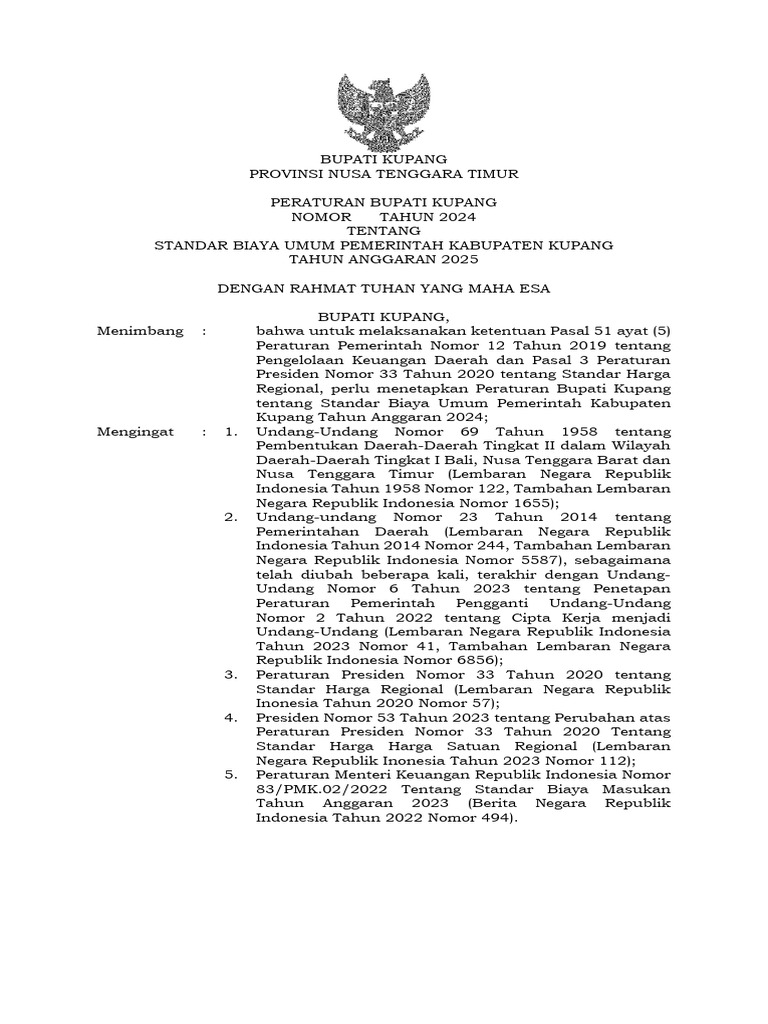 Perbup Sbu 2025 Dan Kepbup SSH 2025 | PDF