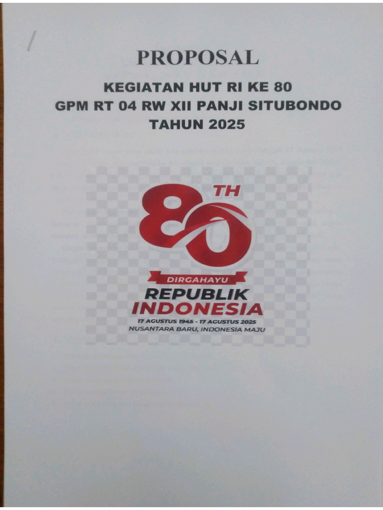 Proposal Hut Ri Ke 80 | PDF