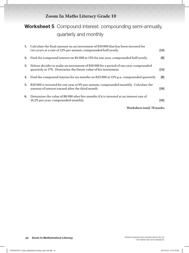 Gr10 Maths Literacy ZoomIn On Compound Interest With Oxford University ...