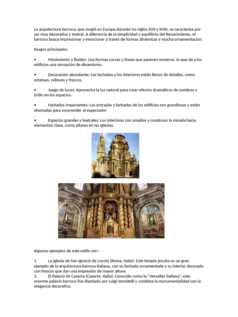 Tarea Barroco Rococo | PDF | Barroco | Diseño arquitectonico