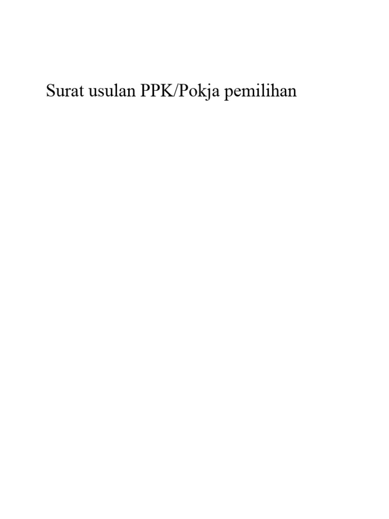 Contoh Surat Usulan PPK - Pokja Pemilihan - DH | PDF