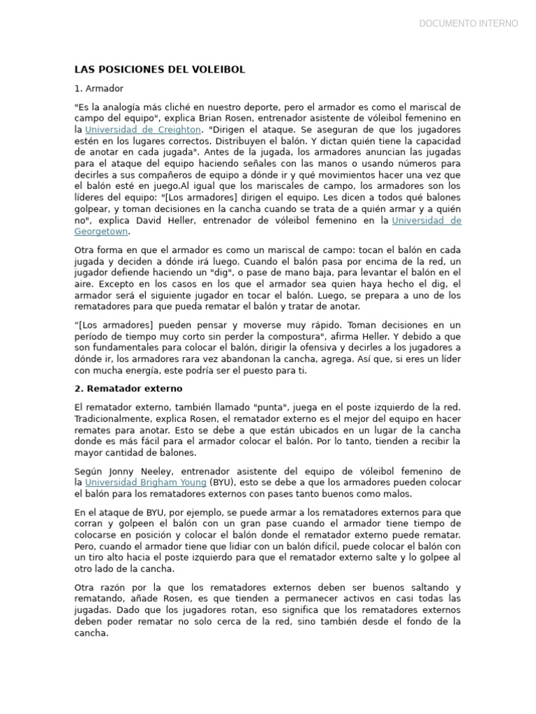 Posiciones en el Voleibol: Guía Completa | PDF | Vóleibol | Juegos de ...