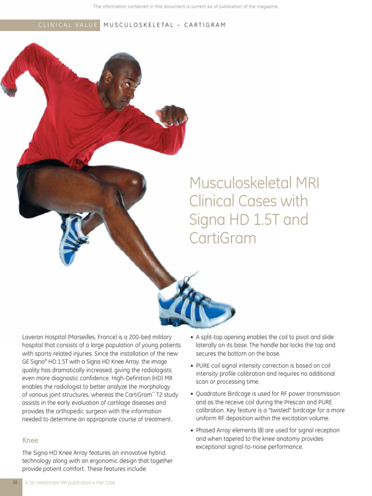 Maging Cartigram Gehc MR Magazine Musculoskeletal Mri Signa HD 1 5t ...