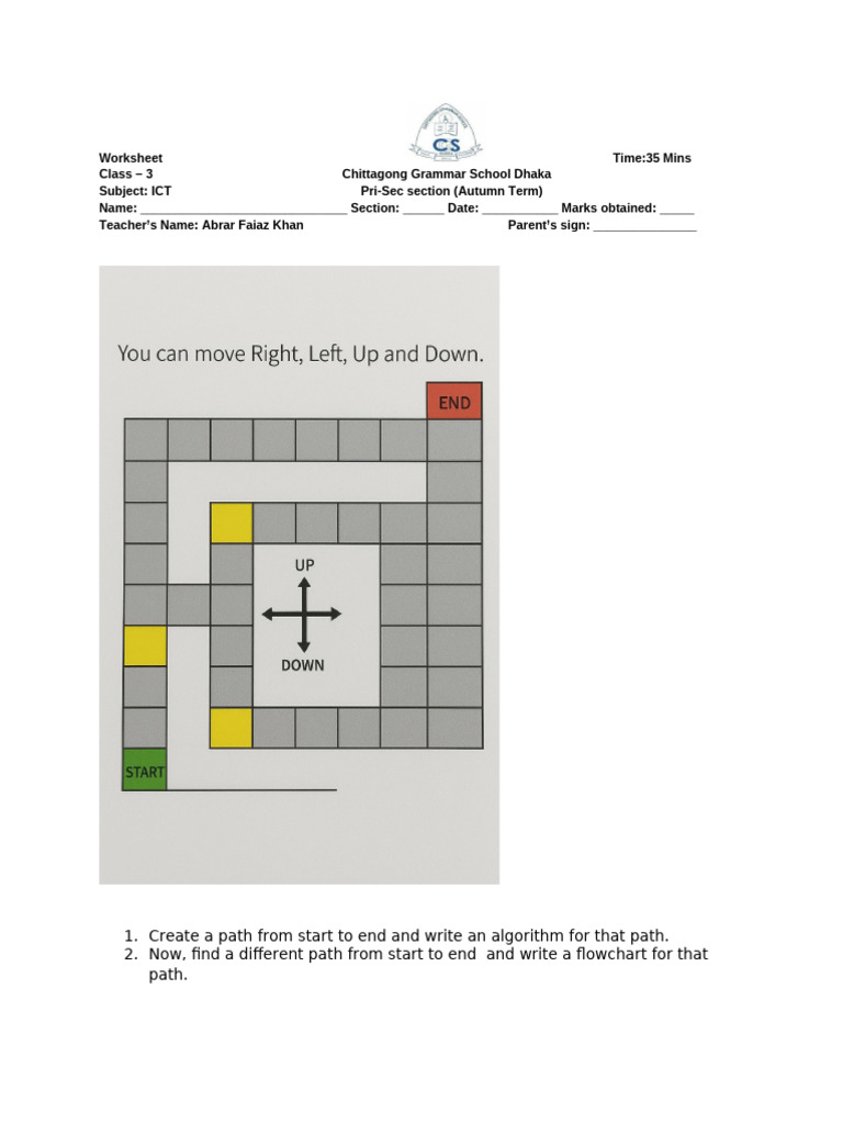 Absent Worksheet 3 Class 3 | PDF