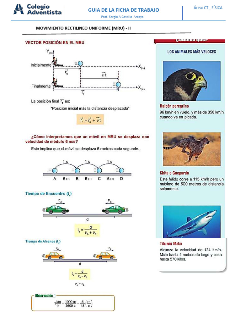 Movimiento Rectilineo Uniforme - Mru II | PDF