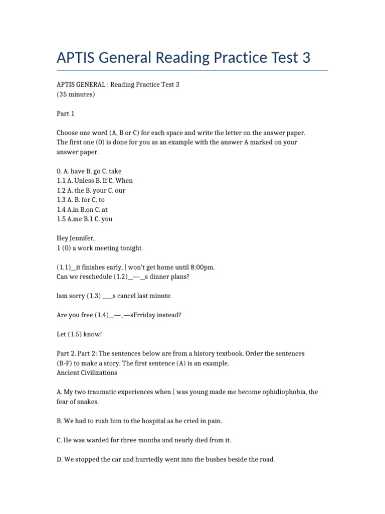APTIS Reading Practice Test | PDF | Tornadoes | Tropical Cyclones