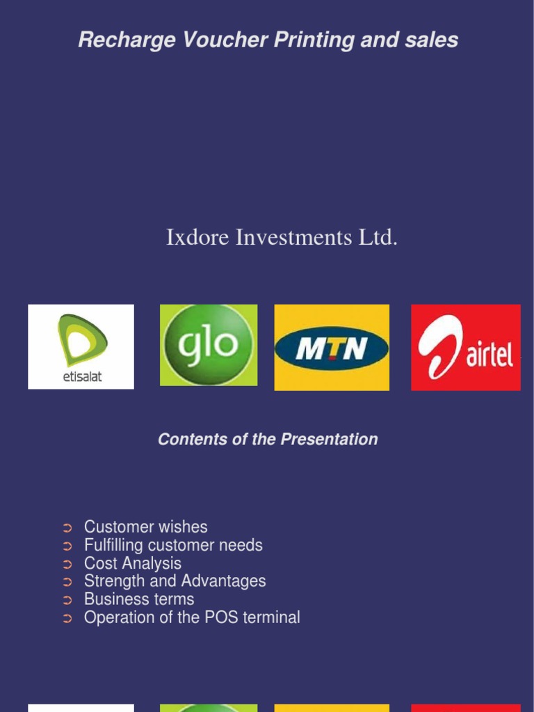 Recharge Voucher Printing and Sales: Ixdore Investments LTD | PDF ...