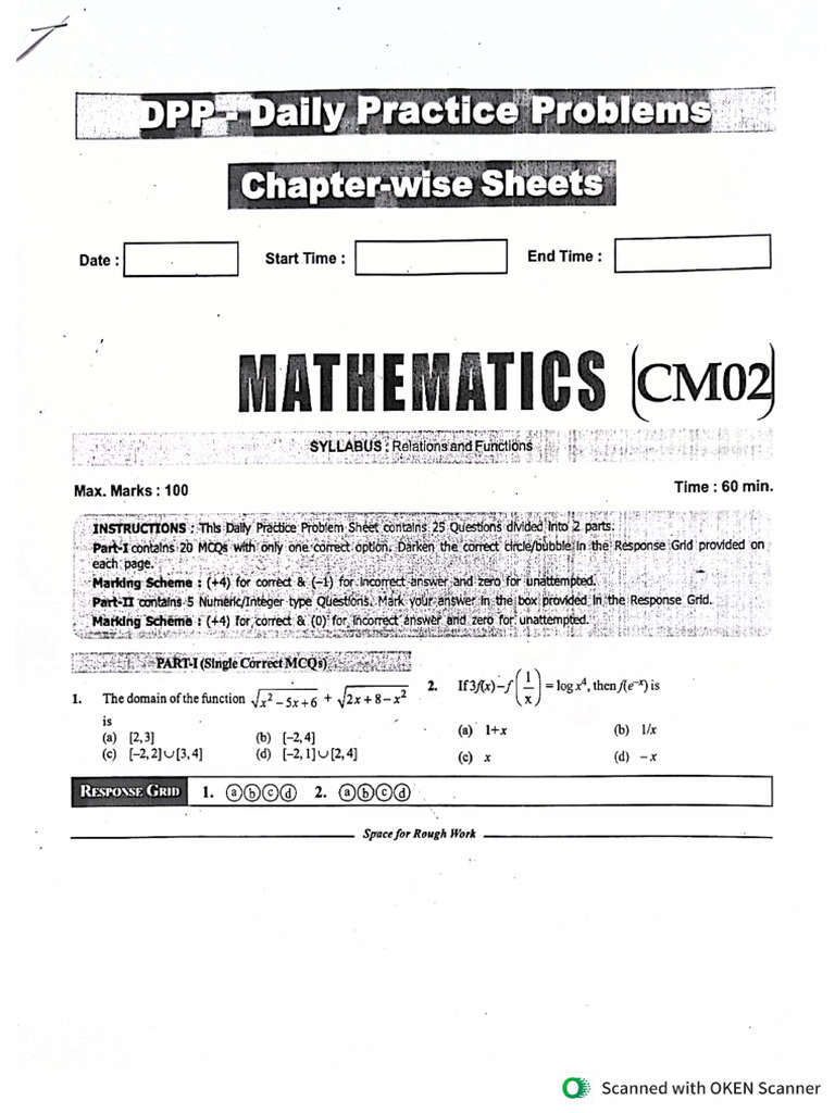 DPP - Relations and Functions | PDF