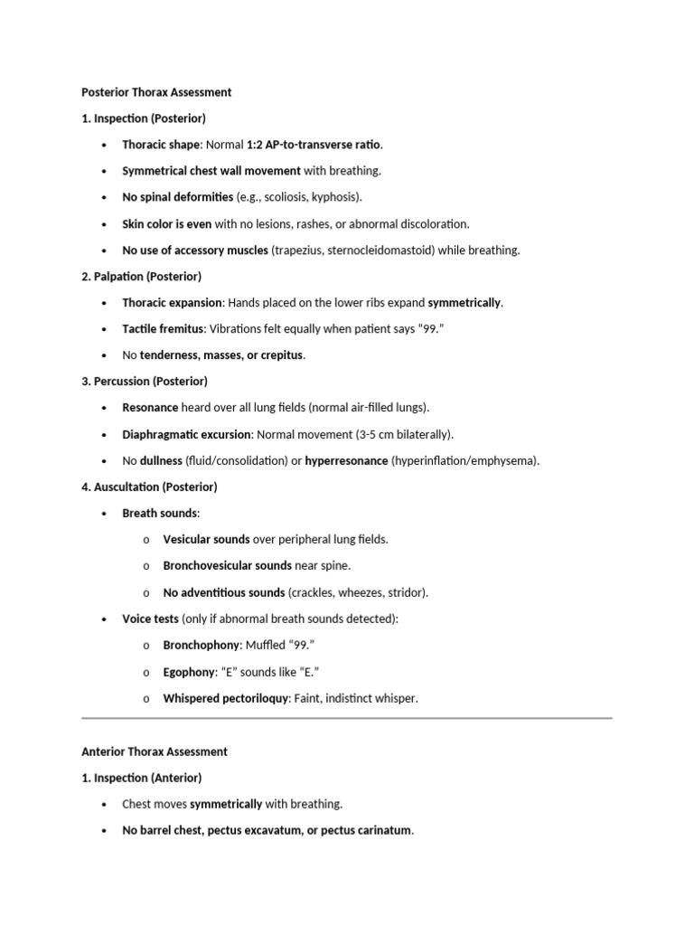 Comprehensive Thorax Assessment Guide | PDF