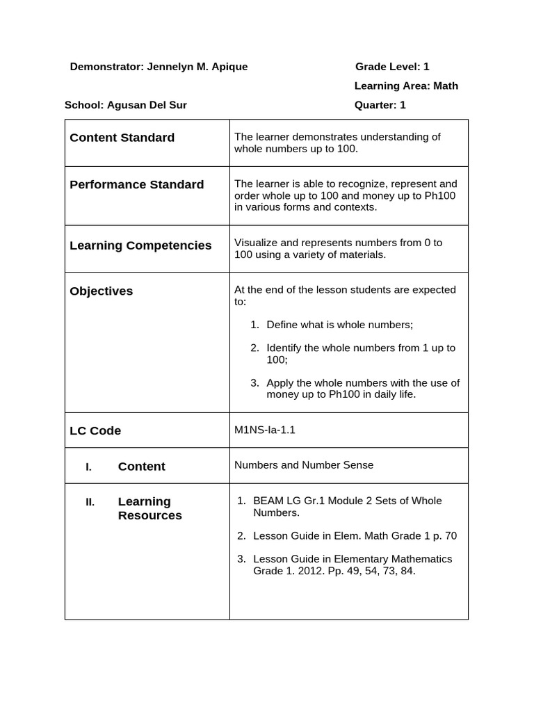 Lp-Math-1-Partial (1) .Docx Apique 4 | PDF | Natural Number | Numbers