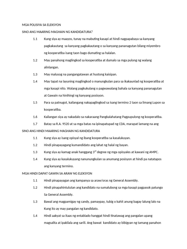 Polisiya Sa Eleksyon | PDF