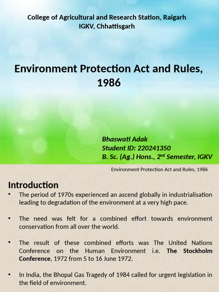 Overview of the Environment Protection Act | PDF | Environmental ...