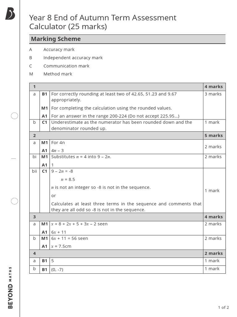 Year 8 Autumn Maths Assessment Guide | PDF | Mathematics | Number Theory