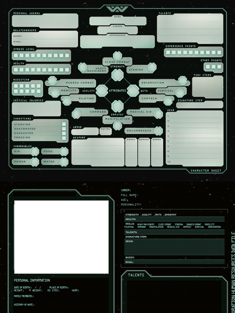ALIEN RPG - Editable Character Sheet | PDF | Ships | Warships