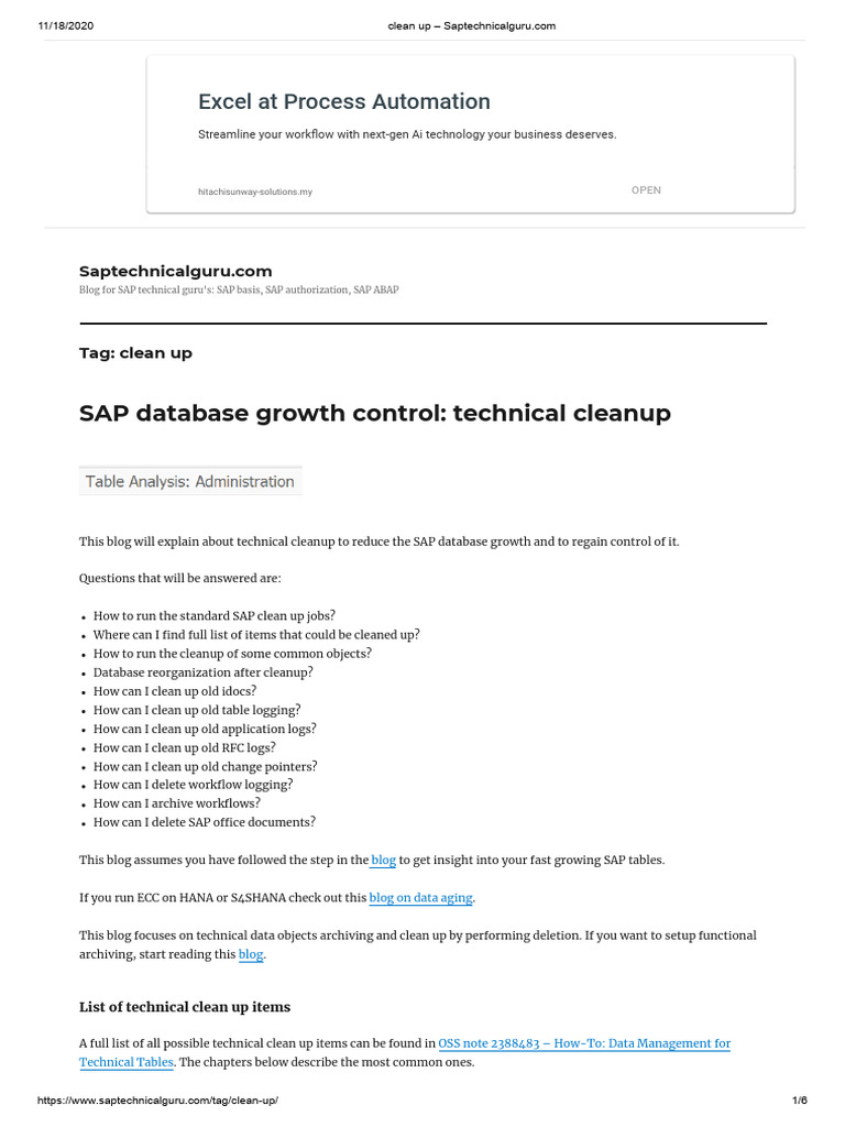 SAP Table Cleanup Techniques | PDF | Databases | Pointer (Computer ...
