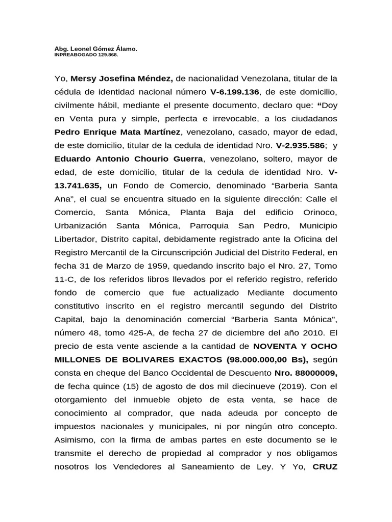 Compra - Venta Local Santa Monica | PDF