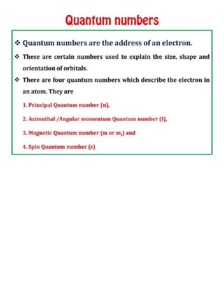 Quantum Numbers | PDF