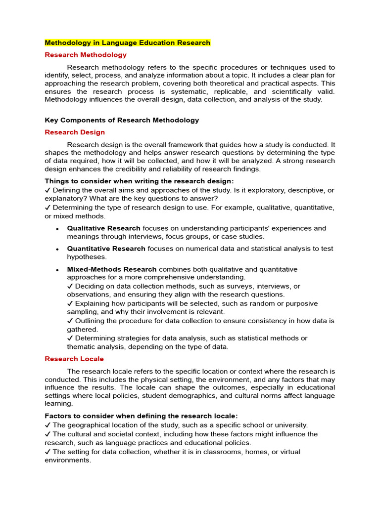 Language Education Research Methodology | PDF | Methodology ...