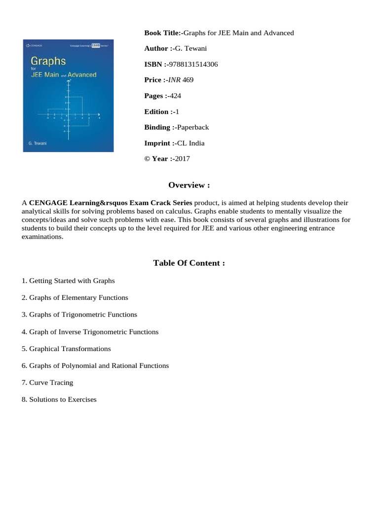 Graphs for JEE Main & Advanced Guide | PDF