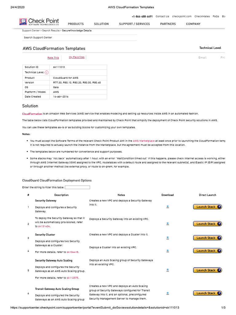 AWS CloudFormation Templates for Check Point | PDF | Amazon Web ...